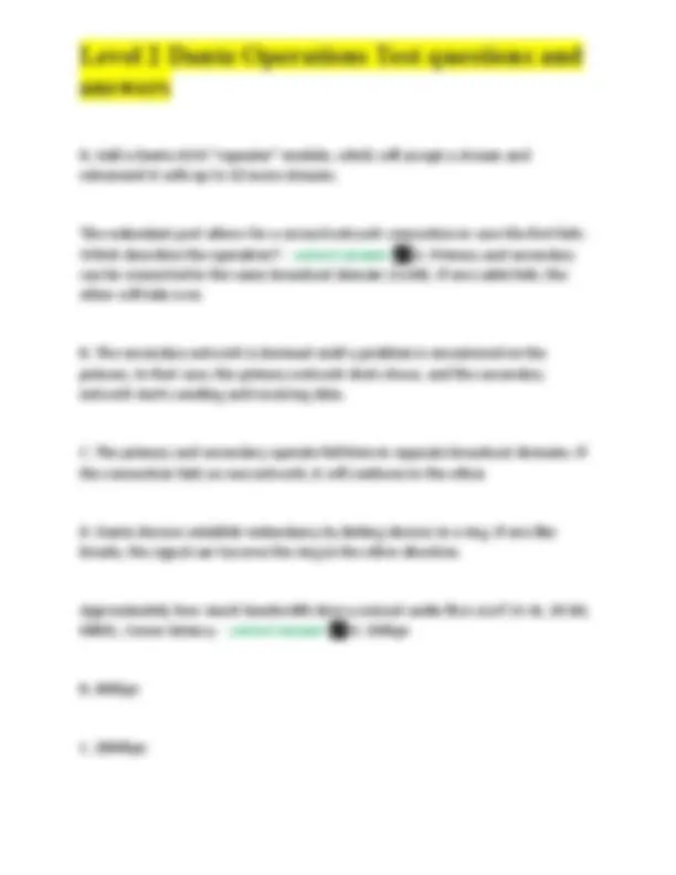 Level 2 Dante Operations Test questions and answers. | Exams Production ...