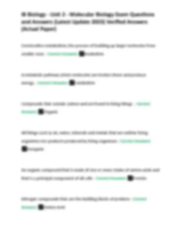 IB Biology - Unit 2 - Molecular Biology Exam Questions and Answers ...