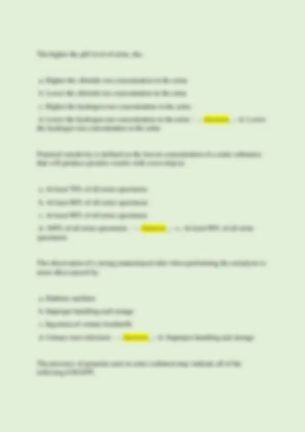 URINALYSIS AND BODY FLUIDS COMPREHENSIVE EXAM QUESTIONS & ANSWERS ...