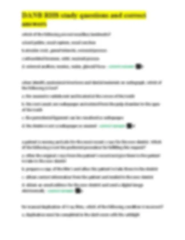 DANB RHS Study Questions and Answers: Dental Radiography | Exams ...