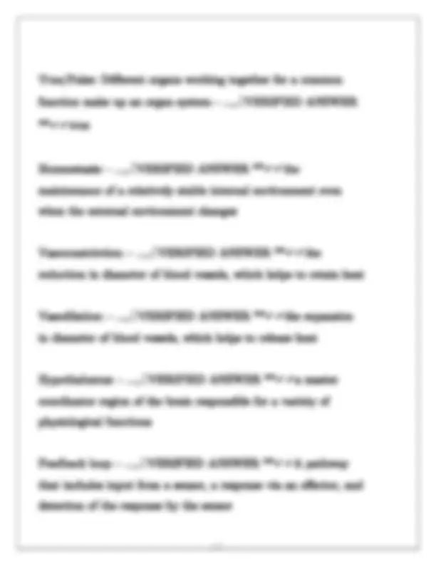 Bio 1023 Exam 3: Tissues, Organs, Organ Systems, Homeostasis, and ...