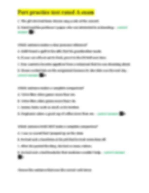 Pert Practice Test: Grammar Exercises and Answers | Exams Nursing | Docsity