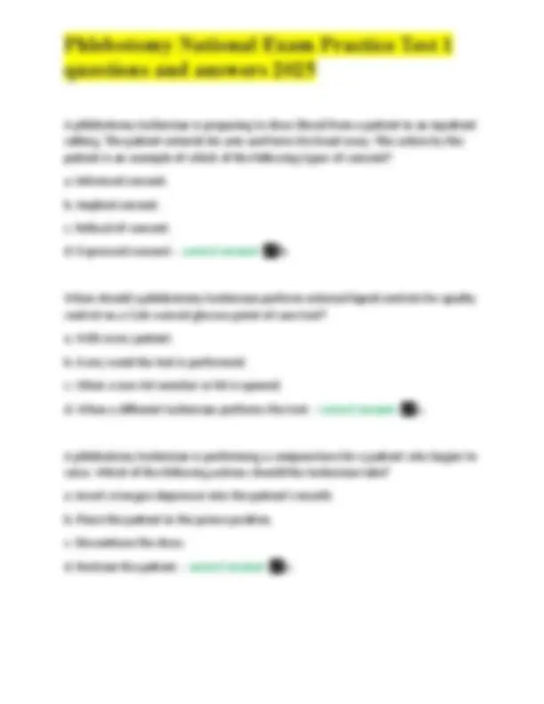 Phlebotomy National Exam Practice Test: Questions and Answers | Exams ...