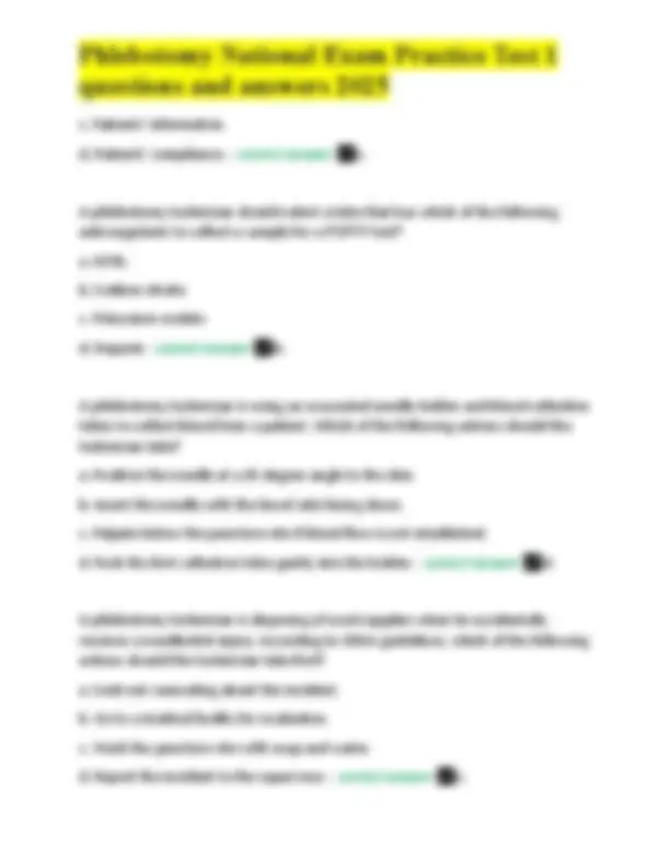 Phlebotomy National Exam Practice Test: Questions and Answers | Exams ...