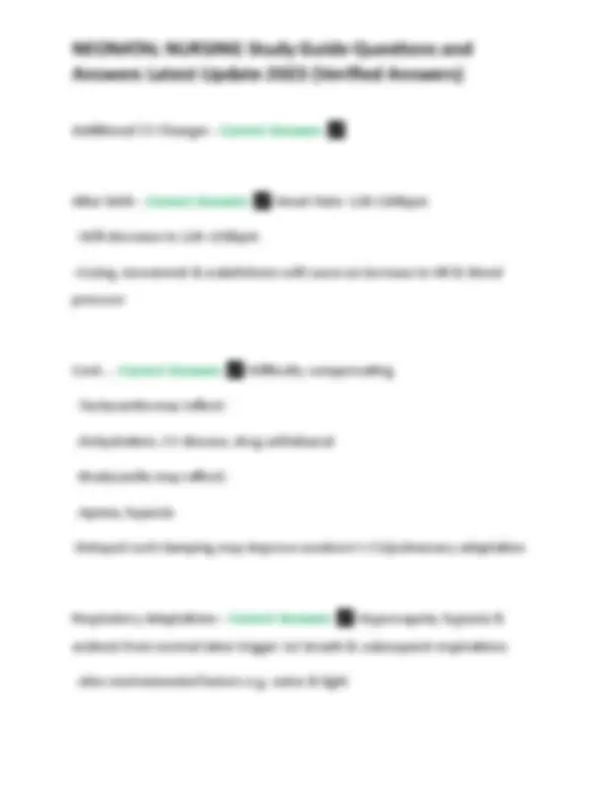 NEONATAL NURSING Study Guide Questions and Answers Latest Update 2023 ...