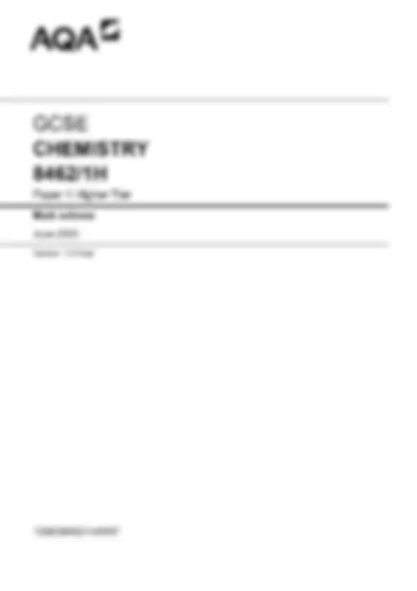 2023 AQA GCSE CHEMISTRY 8462/1H Paper 1 Higher Tier Question Paper & Mark scheme (Merged ...