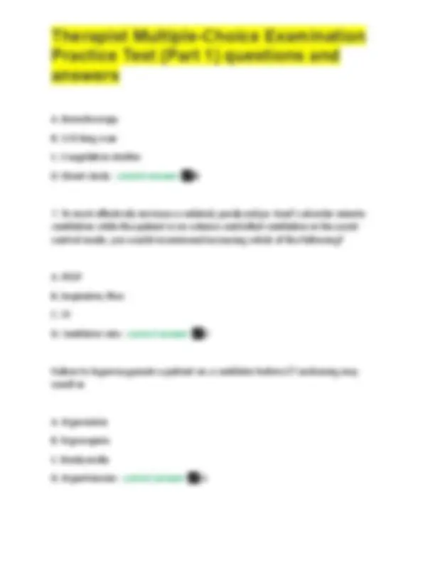 Therapist Multiple-Choice Examination Practice Test (Part 1) questions ...
