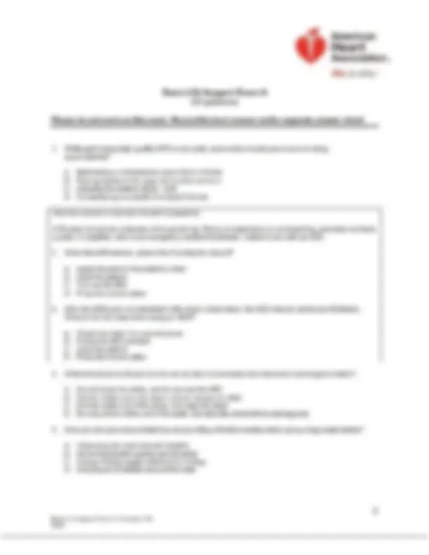 BLS Exams A and B 2 Basic Life Support Exam Questions and Answers ...