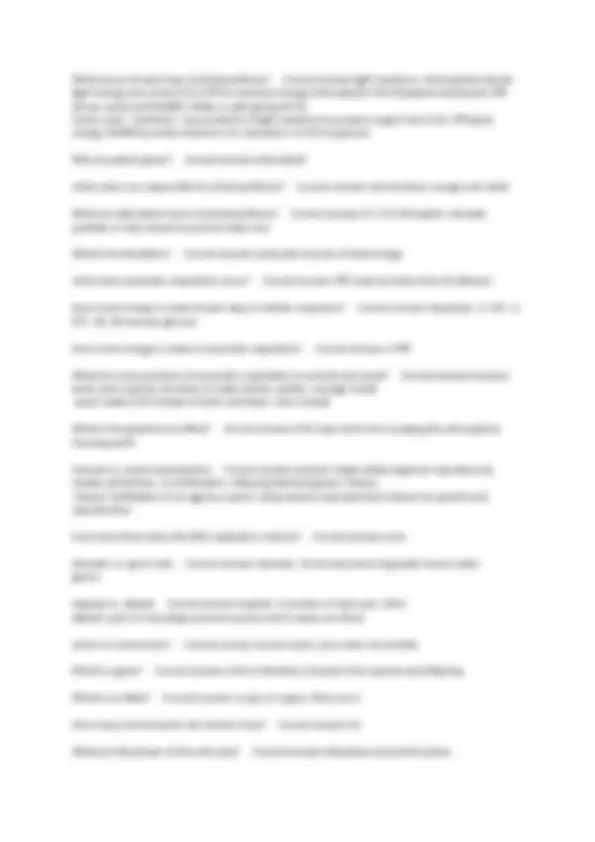 Biology Exam 2 Review: Questions and Answers on Energy, Cellular ...