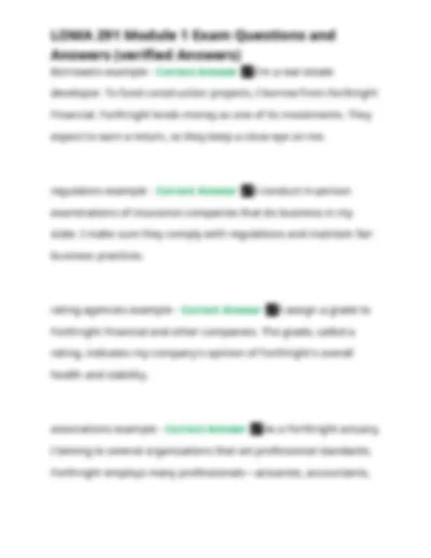 LOMA 291 Module 1 Exam Questions and Answers (verified Answers)LOMA 291 ...