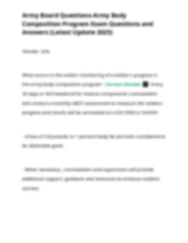 Army Board Questions-Army Body Composition Program Exam Questions and ...