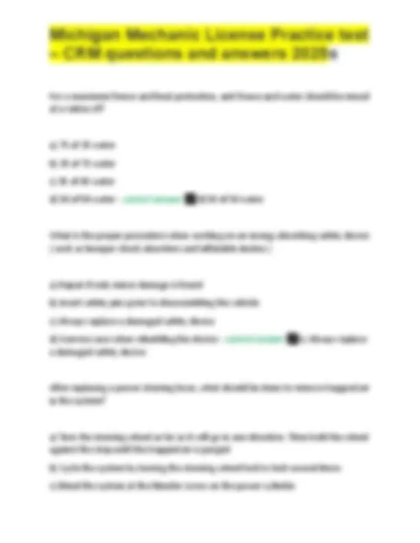 Michigan Mechanic License Practice Test: CRM Questions and Answers ...