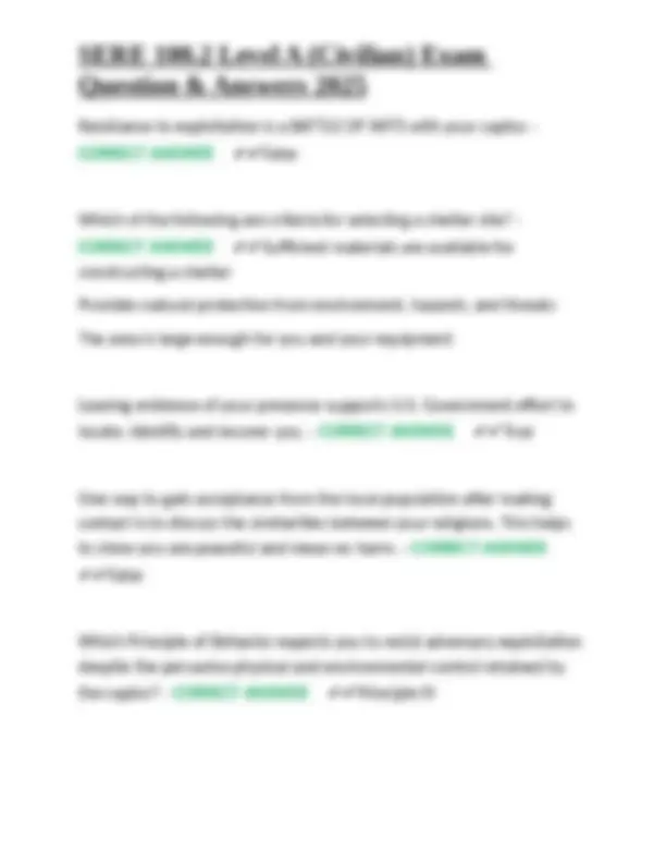 SERE 100.2 Level A (Civilian) Exam Question & Answers 2025 | Exams ...