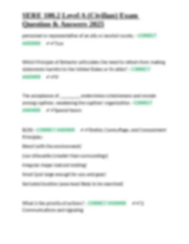 SERE 100.2 Level A (Civilian) Exam Question & Answers 2025 | Exams ...