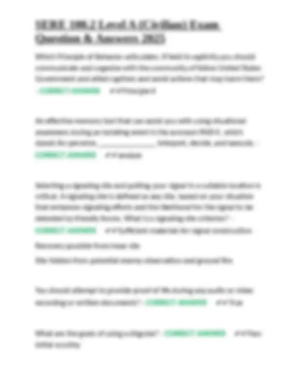 SERE 100.2 Level A (Civilian) Exam Question & Answers 2025 | Exams ...