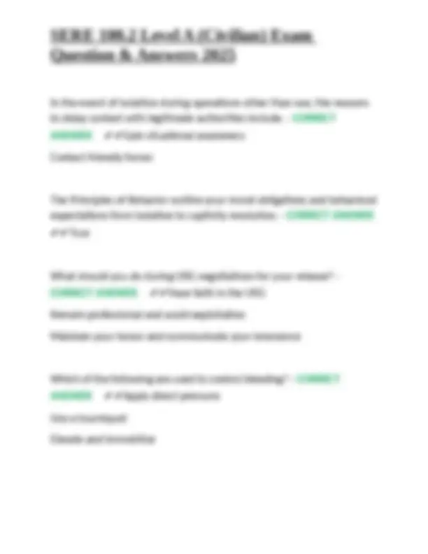 SERE 100.2 Level A (Civilian) Exam Question & Answers 2025 | Exams ...