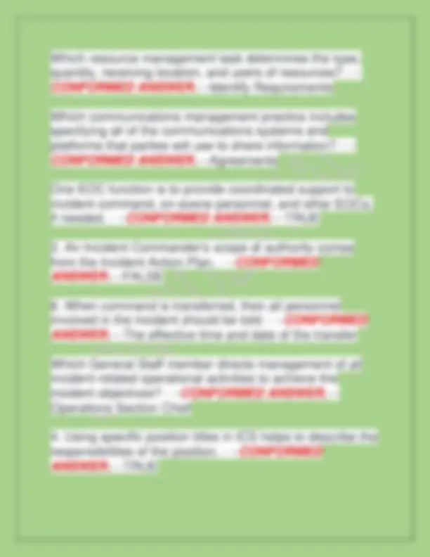 NIMS IS-100c Final Exam: Questions and Answers | Exams Nursing | Docsity