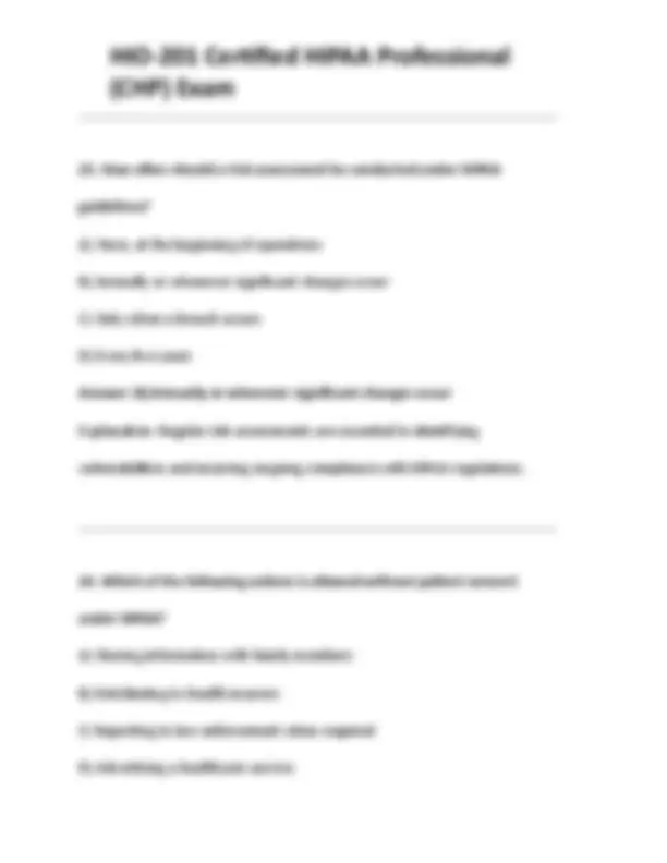 HIPAA Compliance Exam: Multiple Choice Questions and Answers | Exams ...