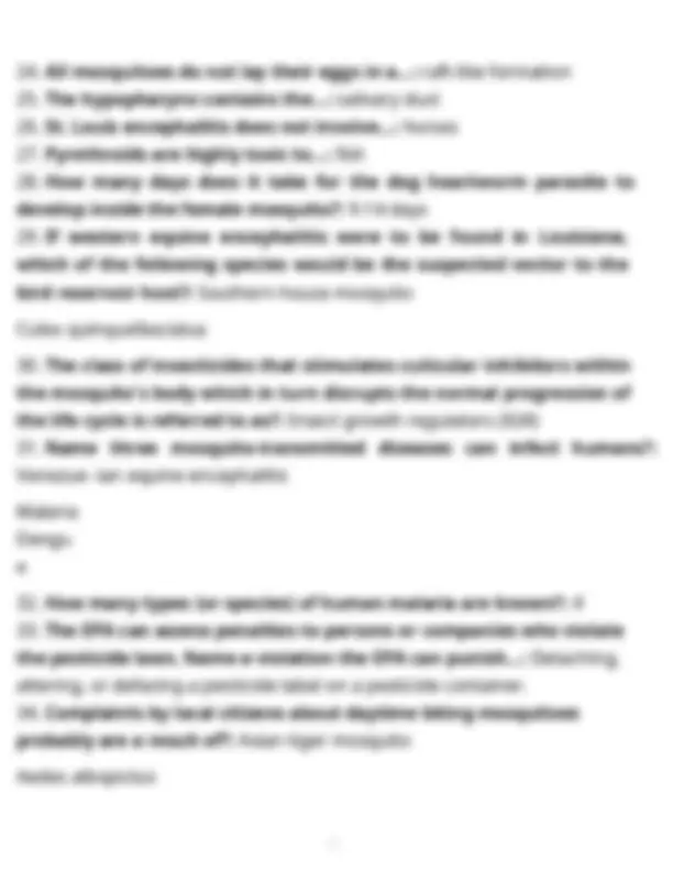 MOSQUITO CONTROL APPLICATOR CERTIFICATION EXAM QUESTIONS UPDATED ...