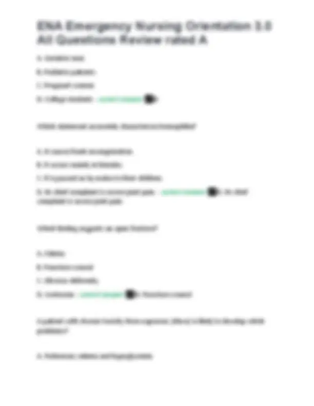 ENA Emergency Nursing Orientation 3.0: Questions and Answers Review ...