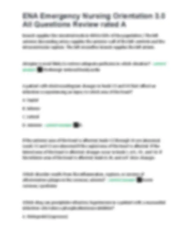 ENA Emergency Nursing Orientation 3.0: Questions and Answers Review | Exams Nursing | Docsity