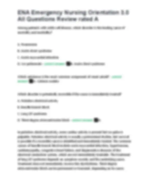 ENA Emergency Nursing Orientation 3.0: Questions and Answers Review ...