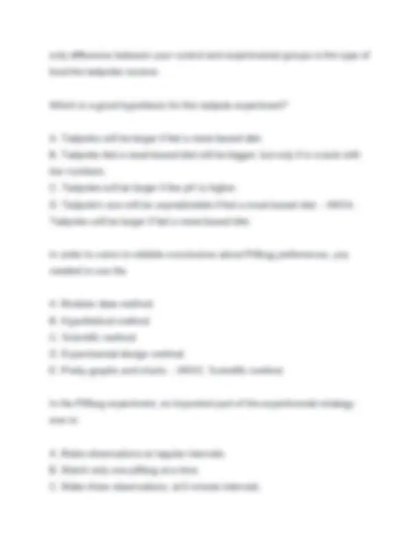 Scientific Method Lab Quiz. Questions & Correct Answers. Graded A ...