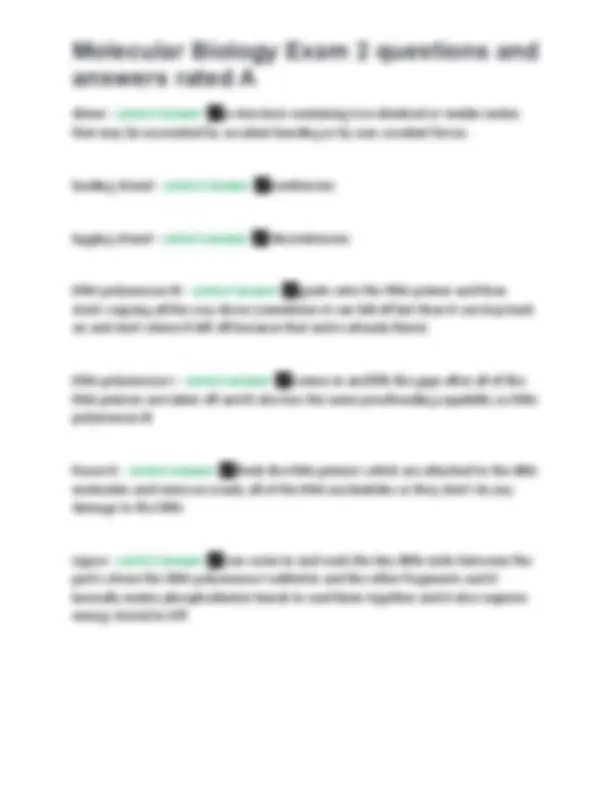 Molecular Biology Exam 2 questions and answers rated A | Exams ...