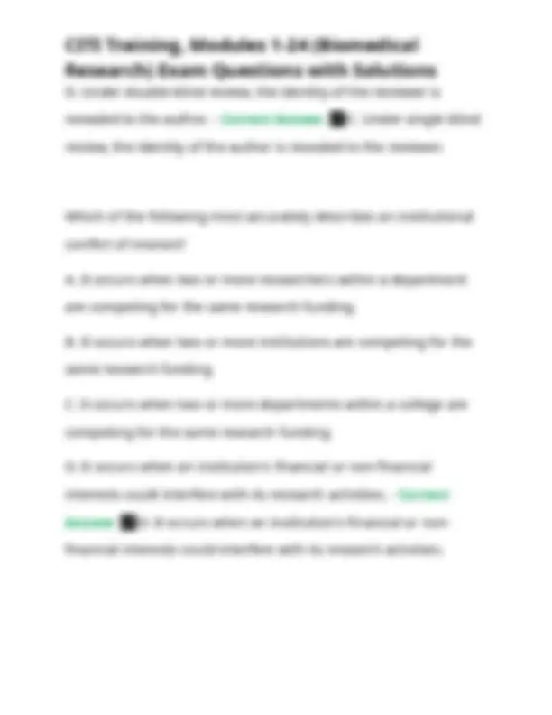 CITI Training, Modules 1-24 (Biomedical Research) Exam Questions with ...
