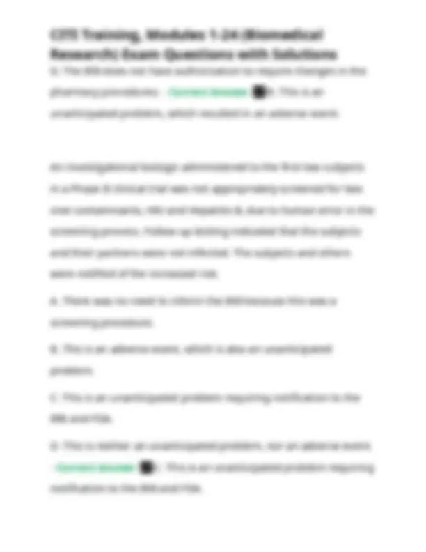 CITI Training, Modules 1-24 (Biomedical Research) Exam Questions with ...