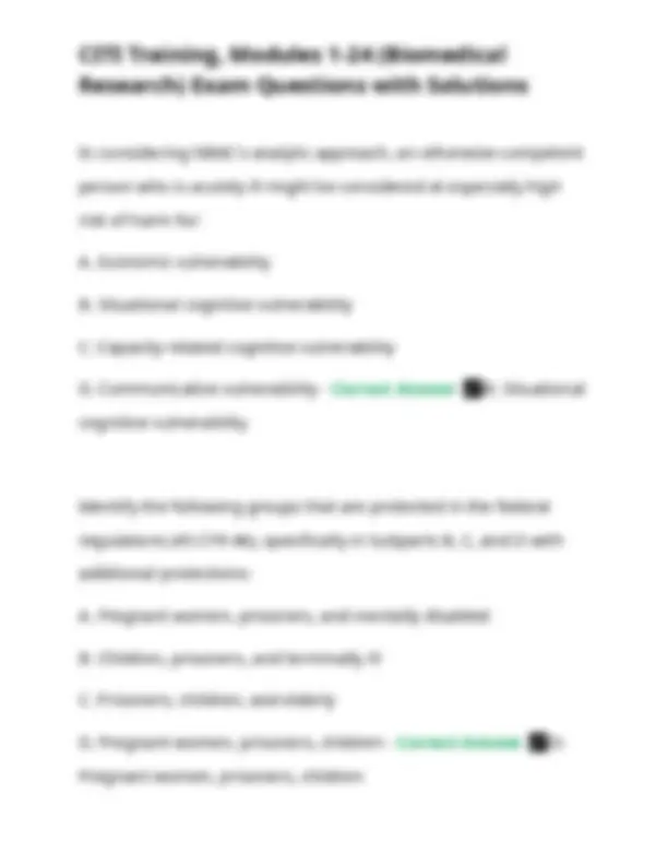 CITI Training, Modules 1-24 (Biomedical Research) Exam Questions with ...