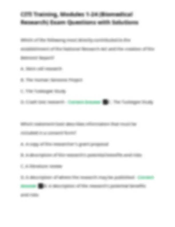 CITI Training, Modules 1-24 (Biomedical Research) Exam Questions with ...
