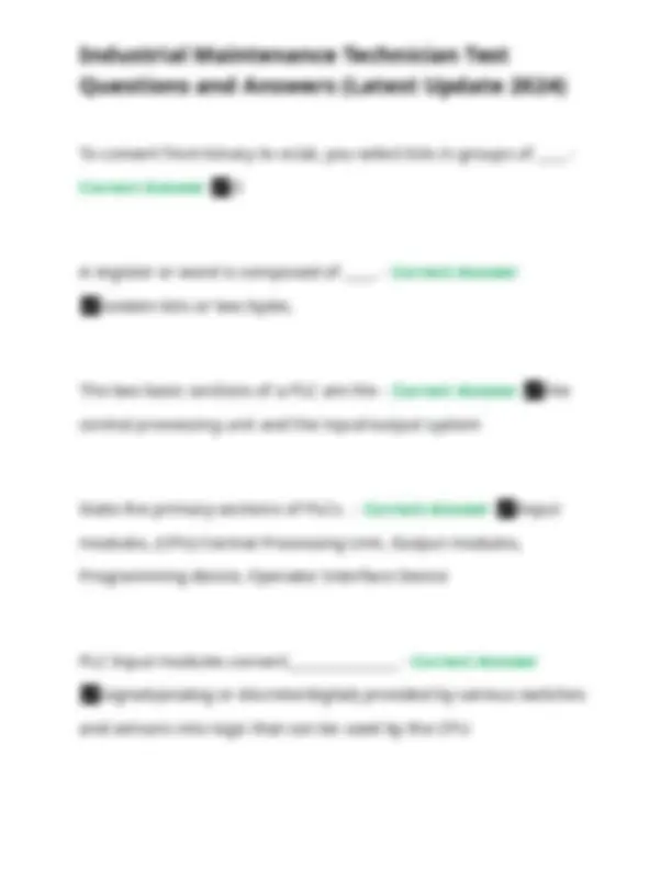 Industrial Maintenance Technician Test Questions and Answers (Latest ...