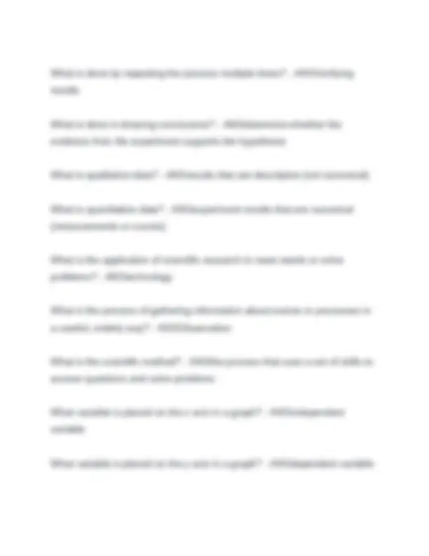 Honors Biology: Scientific Method Study Questions for Quiz with Correct ...