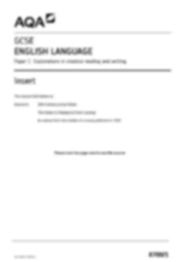 Actual 2024 AQA GCSE ENGLISH LANGUAGE 8700/1 Paper 1 Question Paper + Mark Scheme + Inser ...