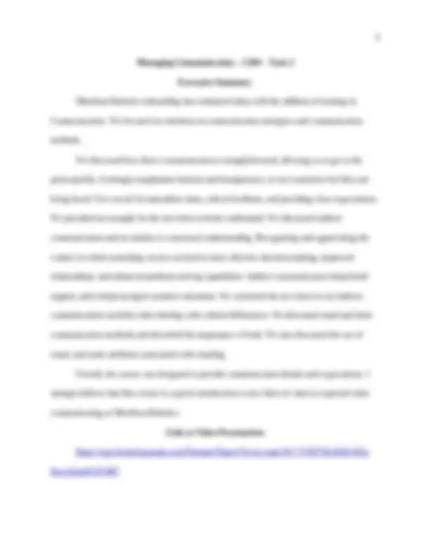 1 Managing Communication - C204 " Task 2 Western Governo | Thesis Accounting | Docsity