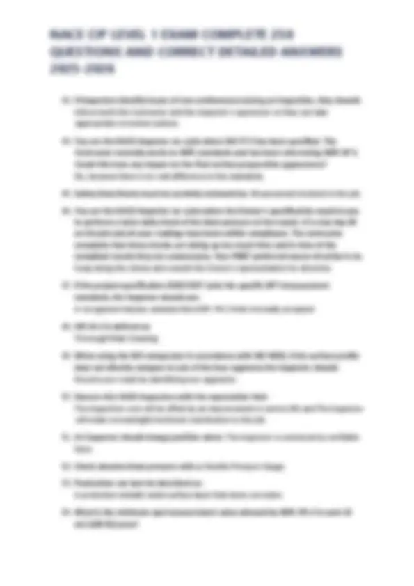 NACE CIP LEVEL 1 EXAM COMPLETE 250 QUESTIONS AND CORRECT DETAILED ...