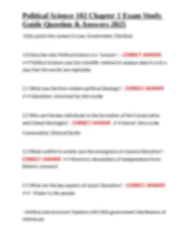 Political Science 102 Chapter 1 Exam Study Guide: Questions & Answers ...