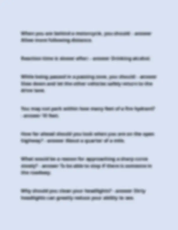 CT DMV permit test (43 questions and answers) | Exams Biology | Docsity