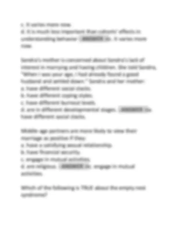 LIFE-SPAN DEVELOPMENT MULTIPLE CHOICE QUESTIONS AND ANSWERS 2025-2026 ...