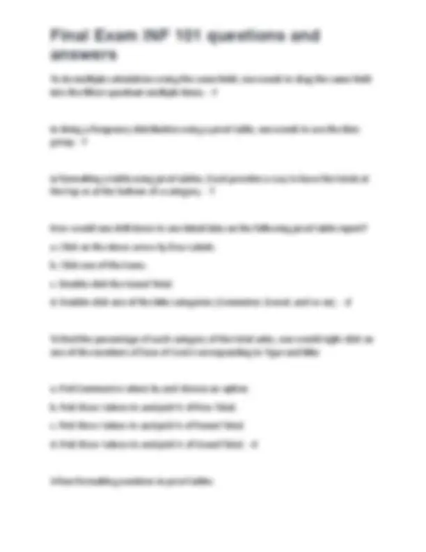 INF 101 Final Exam: Data Visualization, Excel Functions, and PowerPoint ...