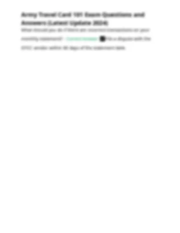 Army Travel Card 101 Exam Questions and Answers: A Comprehensive Guide ...