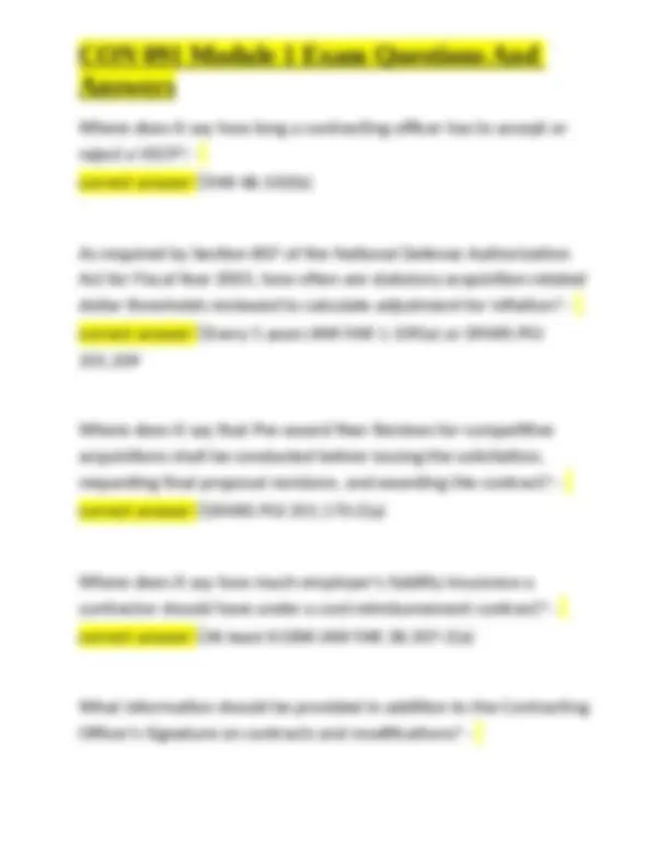 CON 091 Module 1 Exam Questions And Answers | Exams Contract Law | Docsity