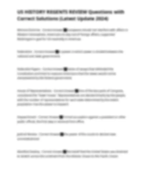 US HISTORY REGENTS REVIEW Questions with Correct Solutions (Latest ...