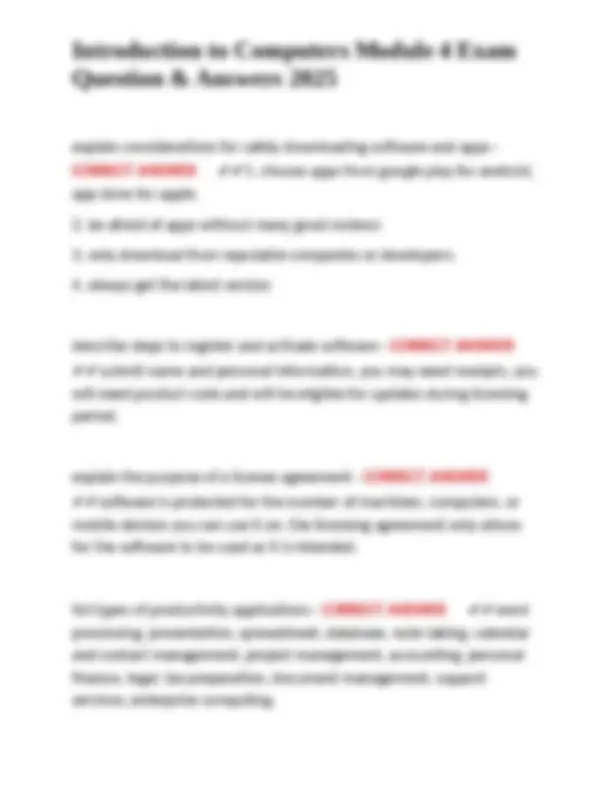 Introduction to Computers: Module 4 Exam Questions and Answers | Exams ...