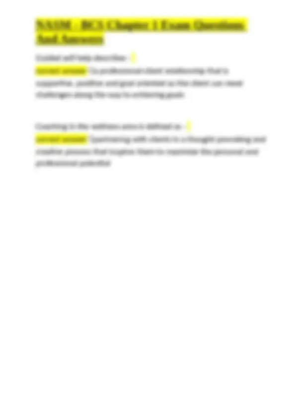 NASM - BCS Chapter 1 Exam Questions And Answers | Exams Physiology | Docsity