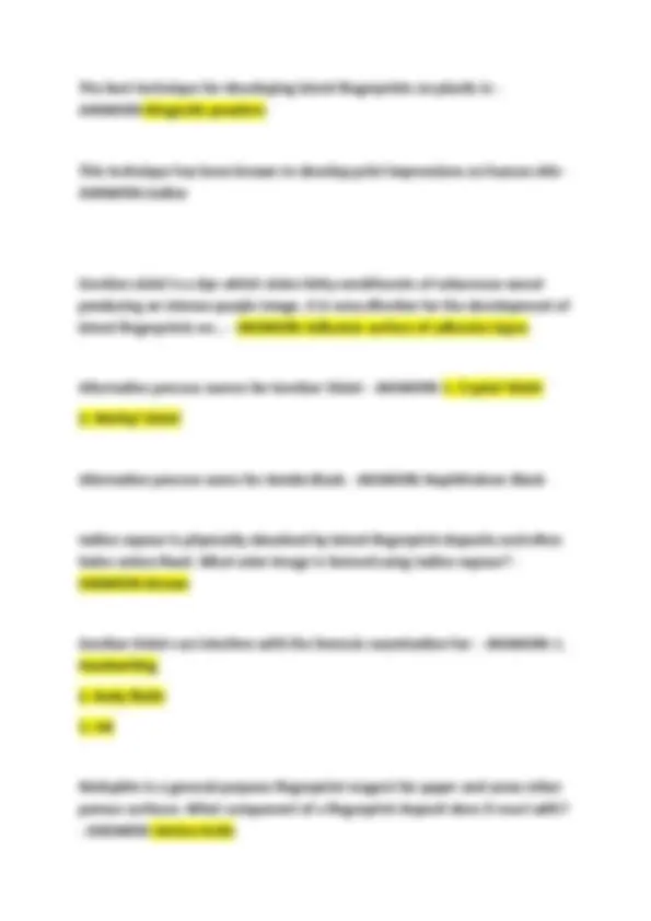 IAI LATENT PRINT CERTIFICATION EXAM (ACTUAL EXAM) WITH CORRECT ACTUAL ...