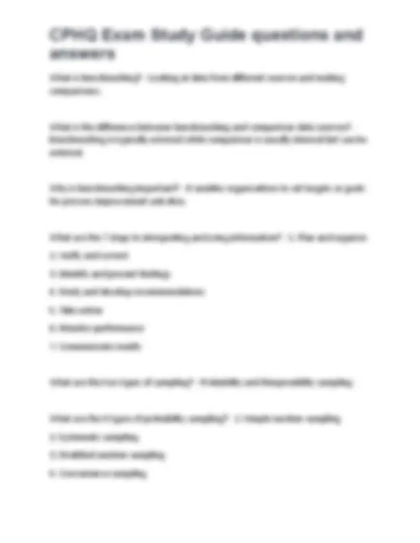 CPHQ Exam Study Guide questions and answers | Exams Nursing | Docsity