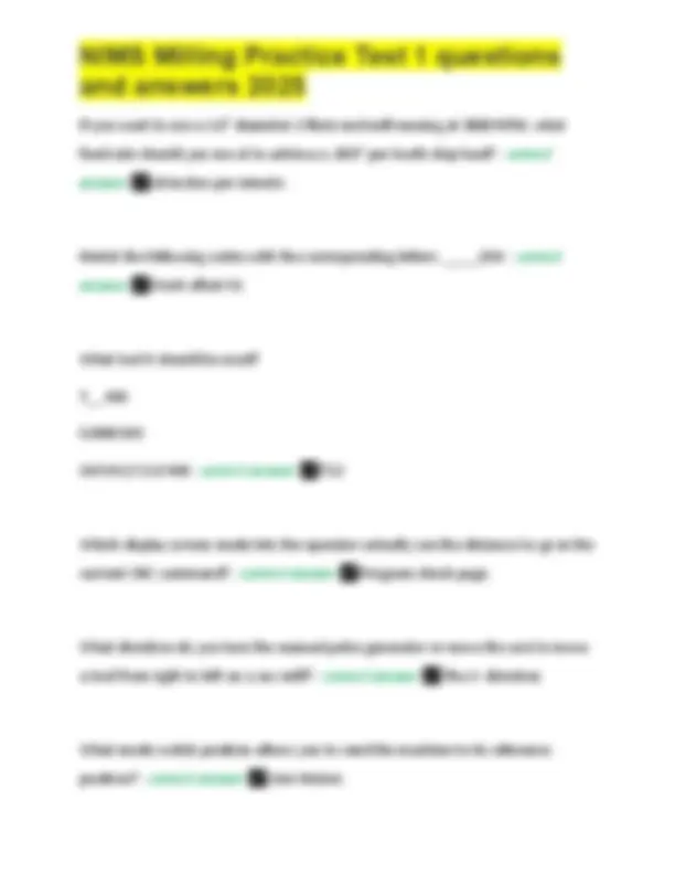 NIMS Milling Practice Test 1 questions and answers 2025. | Exams ...