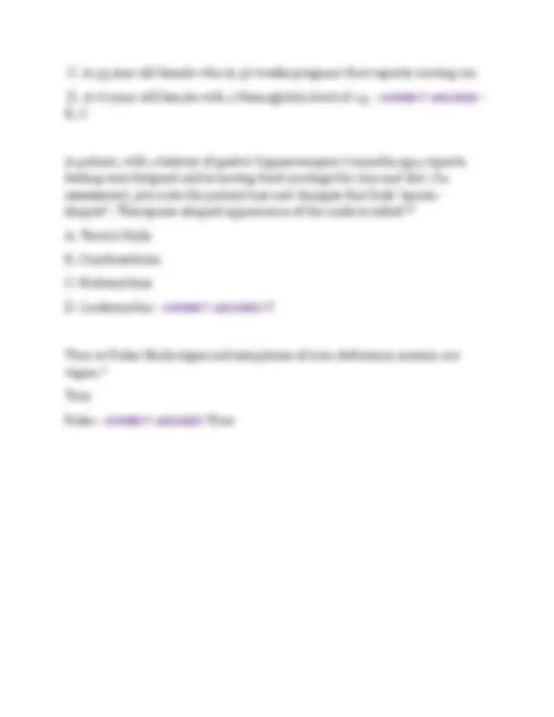 IRON DEFICIENCY ANEMIA NCLEX QUESTIONS AND ACTUAL CORRECT ANSWERS. | Exams Nursing | Docsity